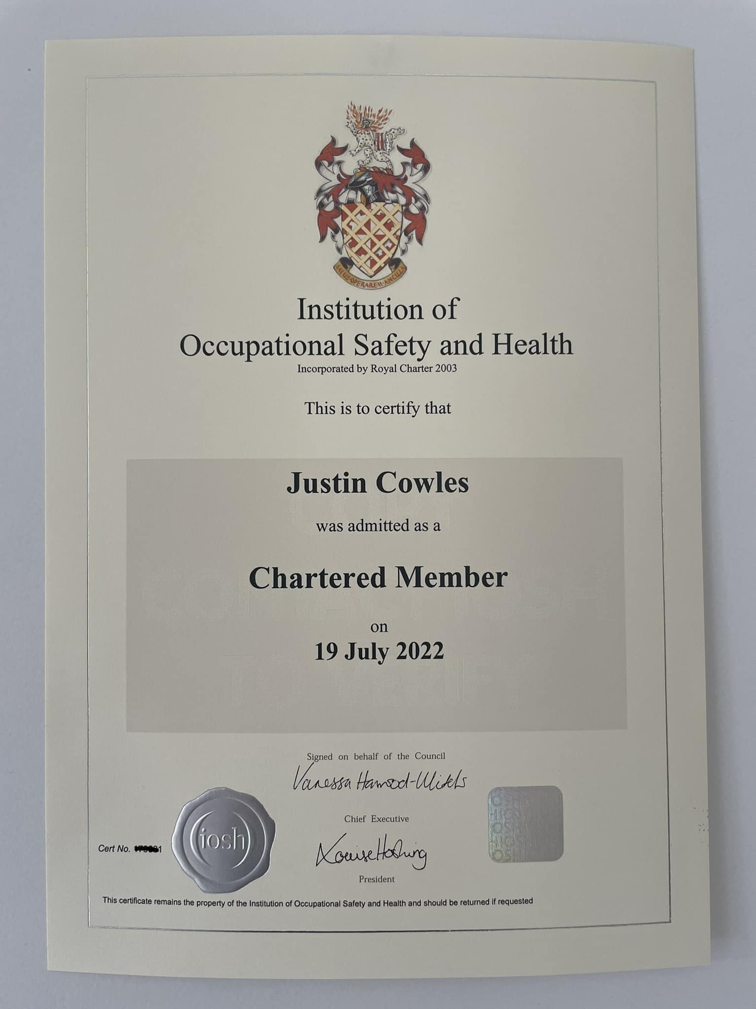 IOSH Chartered Membership for BLS Safety and Training Director Justin Cowles - Norfolk Chamber ...
